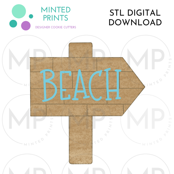 Beach Sign Cookie Cutter STL DIGITAL DOWNLOAD - Sweetleigh