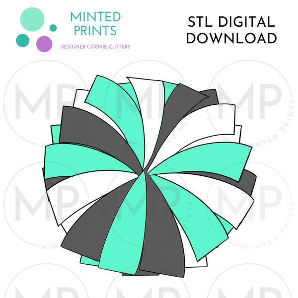 Cheer Pom Cookie Cutter STL DIGITAL DOWNLOAD - Sweetleigh