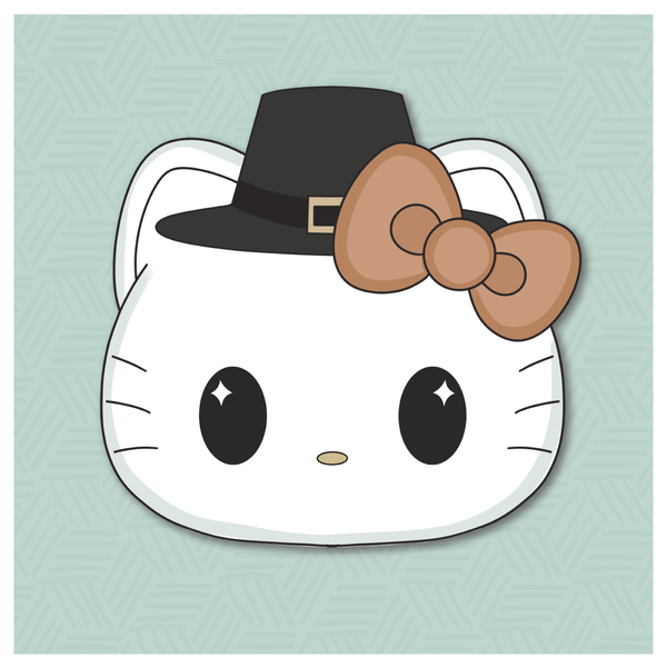 Pilgrim Kitty Face Cookie Cutter - Sweetleigh