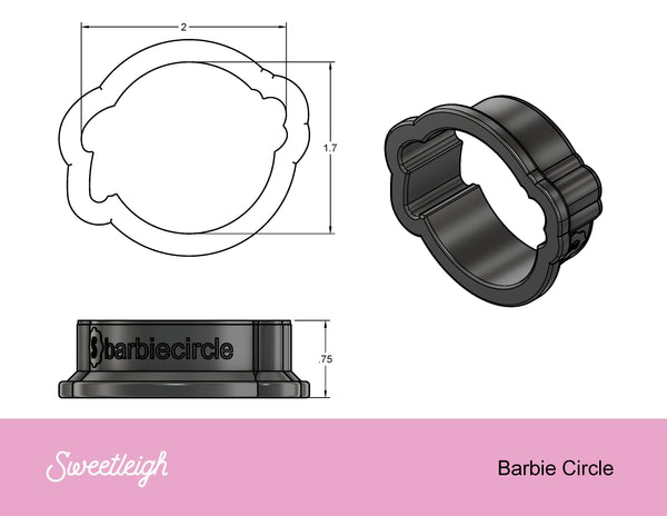 Barbie Circle Cookie Cutter - Sweetleigh