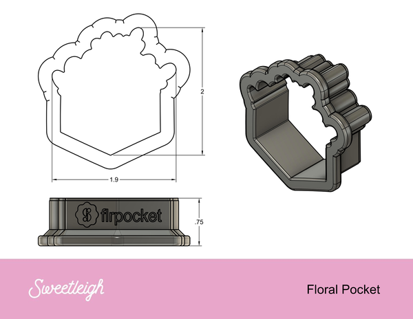 Floral Pocket Cookie Cutter by MinnieCakes - Sweetleigh