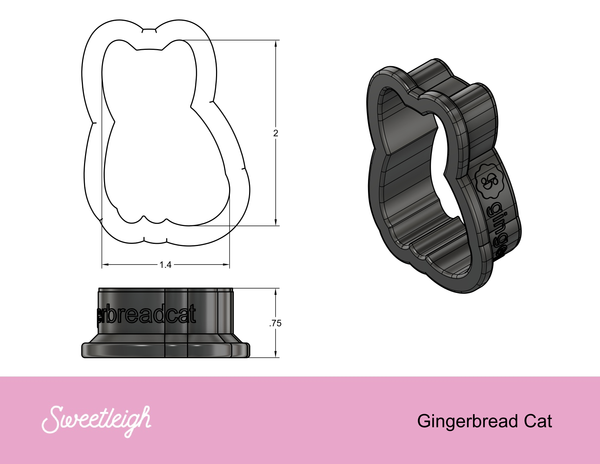 Gingerbread Cat Cookie Cutter - Sweetleigh