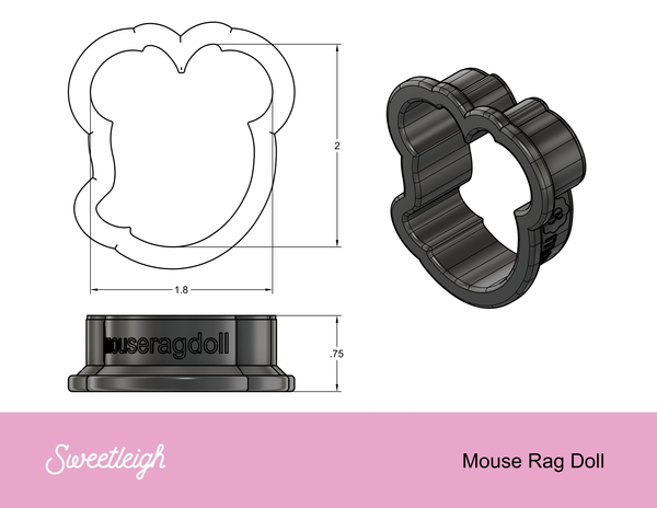Mouse Rag Doll Cookie Cutter - Sweetleigh
