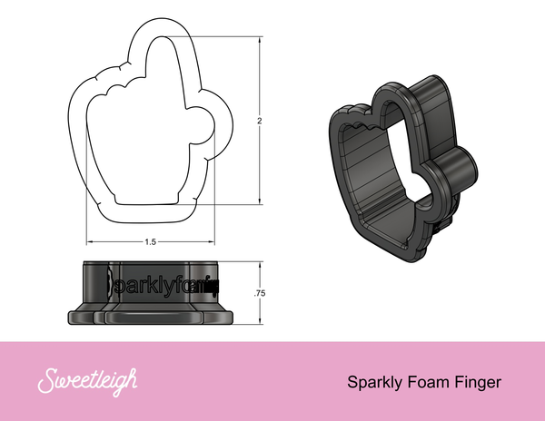 Sparkly Foam Finger Cookie Cutter - Sweetleigh