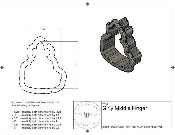 Girly Middle Finger Cookie Cutter - Sweetleigh