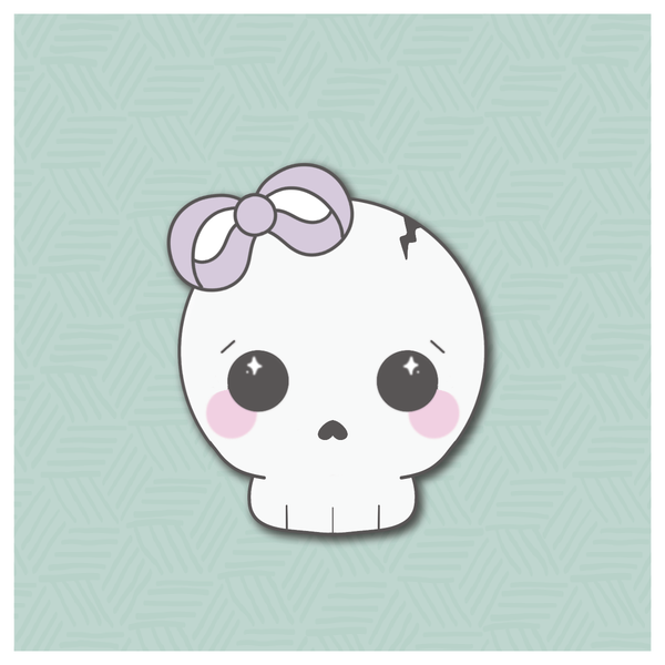 Girly Chibi Skull Cookie Cutter - Sweetleigh