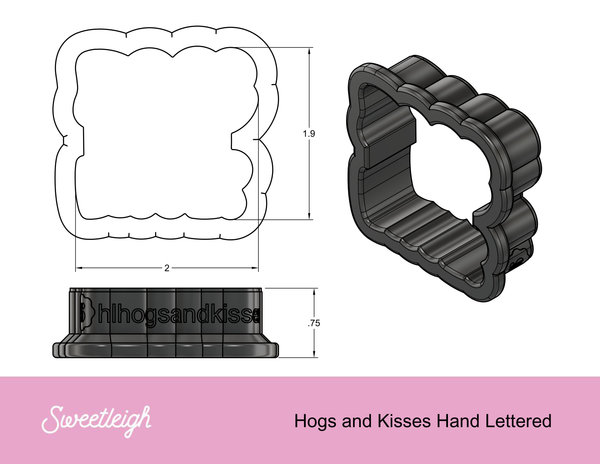 Hogs and Kisses Hand Lettered Cookie Cutter - Sweetleigh