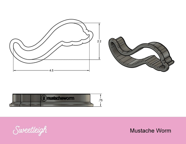 Mustache Worm Cookie Cutter - Sweetleigh
