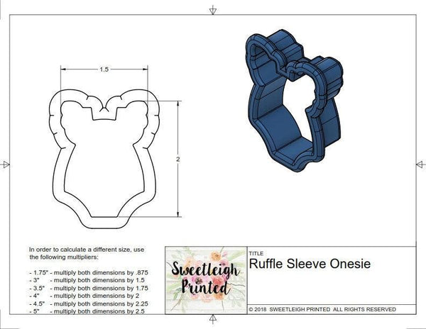 Ruffle Sleeve Onesie Cookie Cutter - Sweetleigh