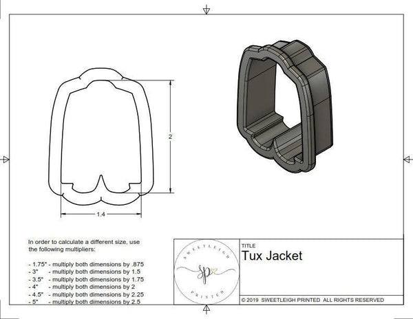 Tux Jacket Cookie Cutter - Sweetleigh